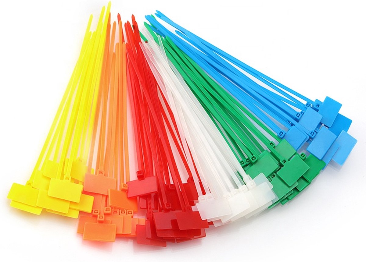 Kabelbinder set - 100 stuks - Multicolor - Label - Allteq | bol.com