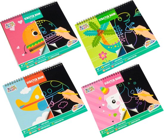 Grafix - Magic Scratch - Krastekeningen - 4 stuks - Met Kraspen | bol.com