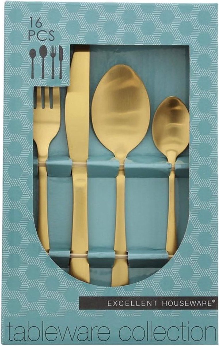 Bestek set goud - bestek set 16 delig - bestekset - bestek - bestekset ...