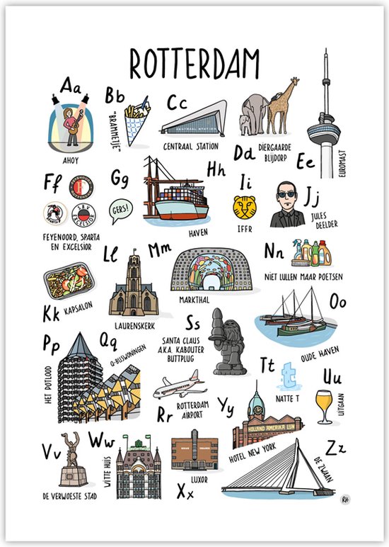 Poster Rotterdam - Alfabet poster Rotterdams ABC Volwassenen | bol