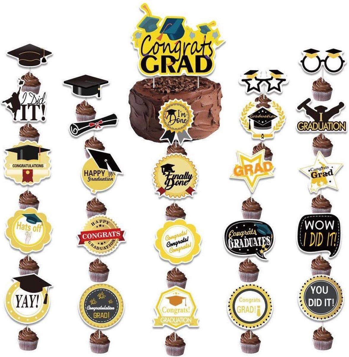 Feestpakket goud 68-delig - Geslaagd versiering - Geslaagd - Graduation ...