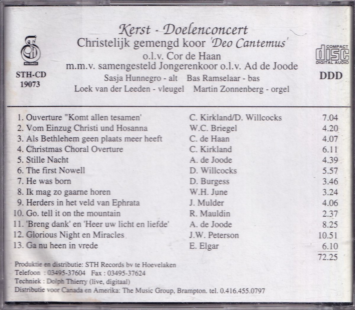 Kerst-Doelenconcert - Christelijk gemengd koor 'Deo Cantemus' o.l.v. Cor de Haan,... | bol.com