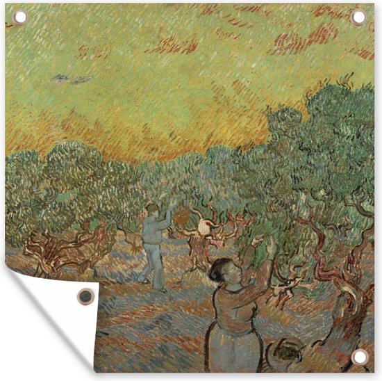 Tuinposters Olijfgaard met plukkende figuren - Vincent van Gogh - 50x50 ...