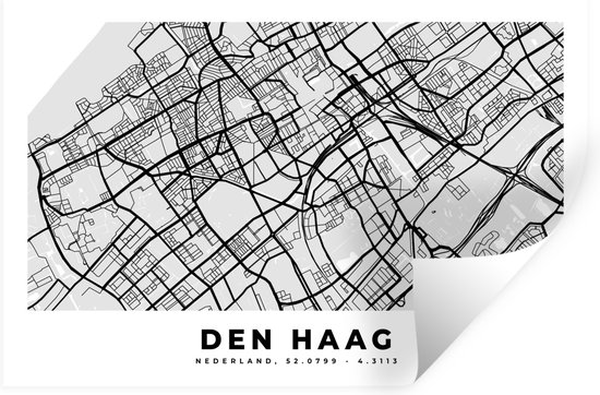 Muurstickers - Sticker Folie - Kaart - Den Haag - Zwart - Wit - 60x40 ...