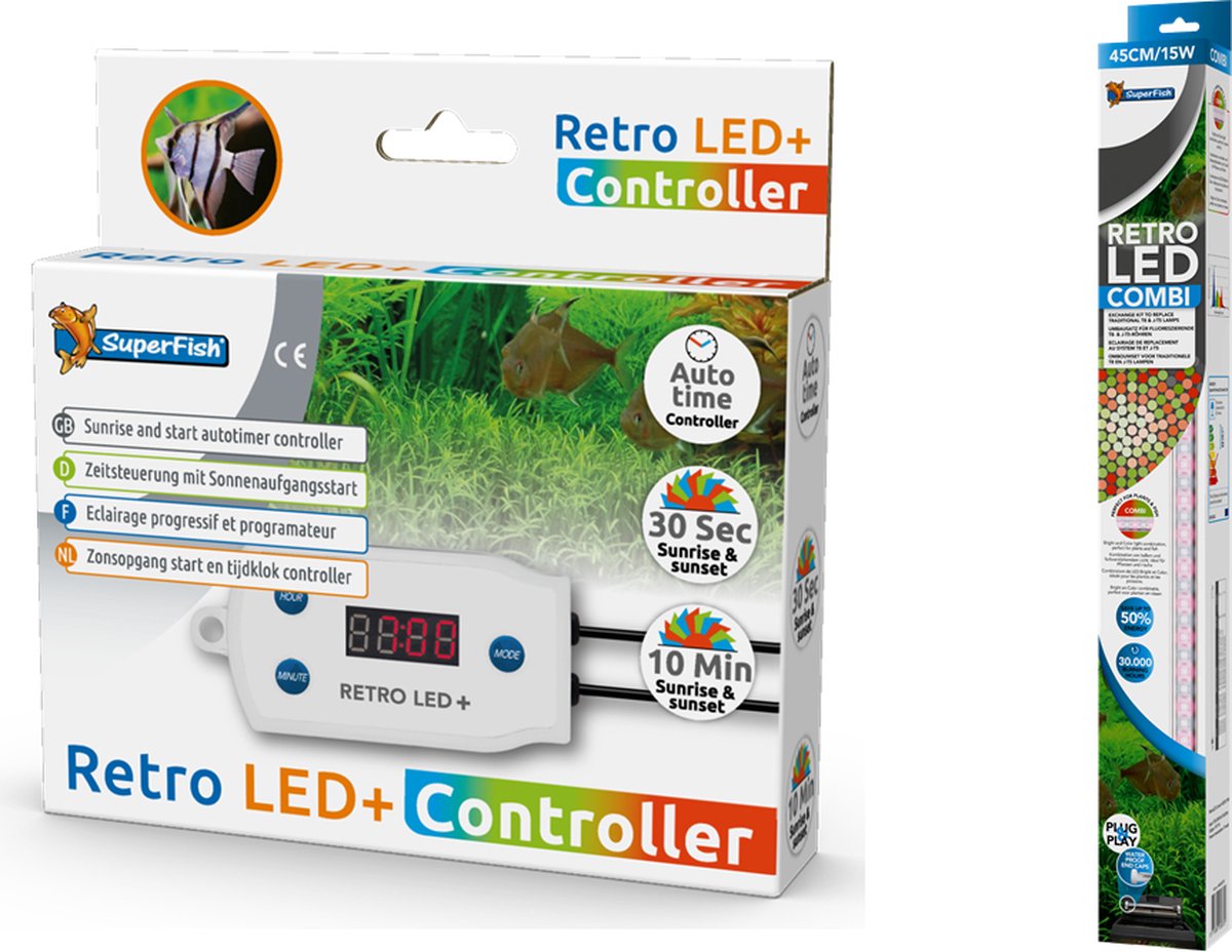Superfish RetroLed Combi 45 cm + controller (Aquariumverlichtingsset) | bol