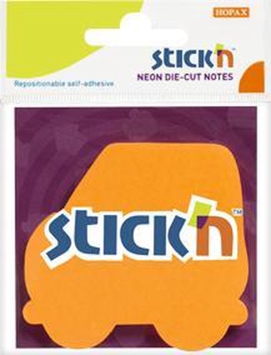Sticky auto notes - 70x70mm, auto, 50 memoblaadjes, neon oranje | bol.com