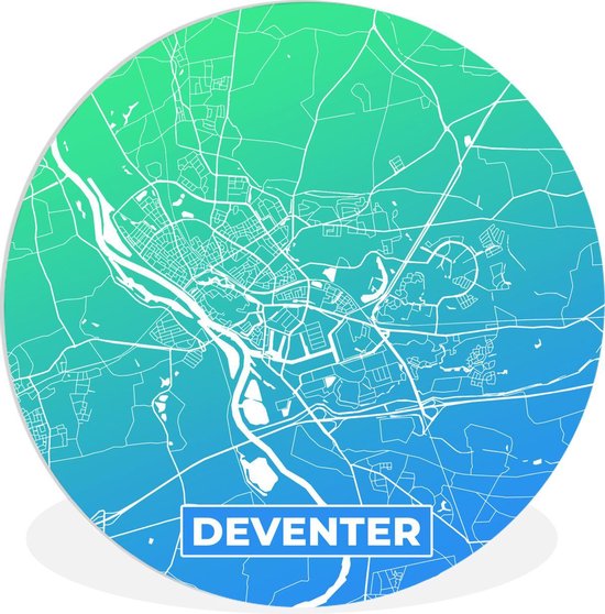 Wall Circle - Wall Circle Indoor - City Map - Deventer - Vert - Blauw - ⌀ 140 cm -... | bol.com
