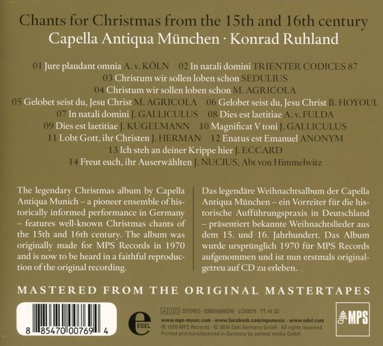Capella Antiqua München & Konrad Ruhland - Chants For Christmas (CD), Capella Antiqua... | bol.com