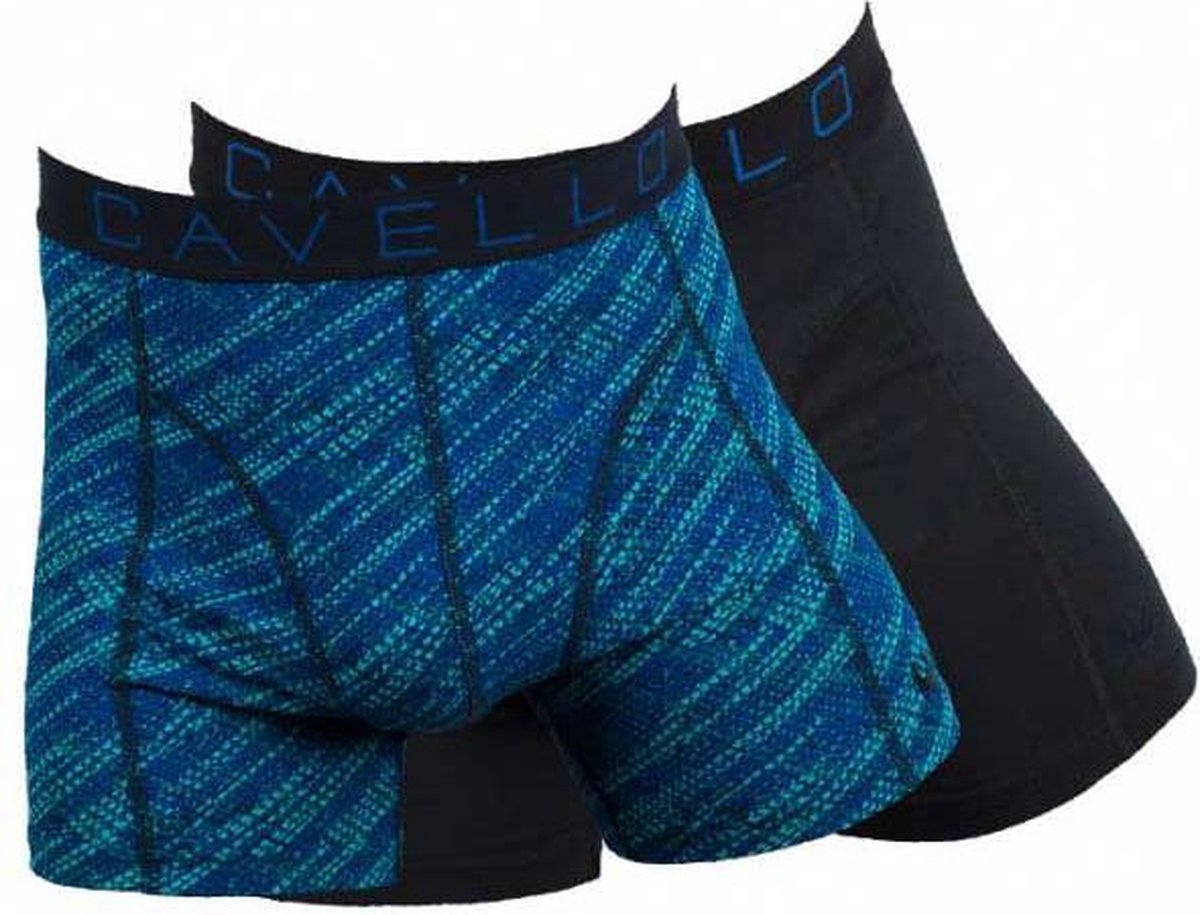 Cavello - 2-pack Boxershorts Zwart / Blauw Print - S | bol.com
