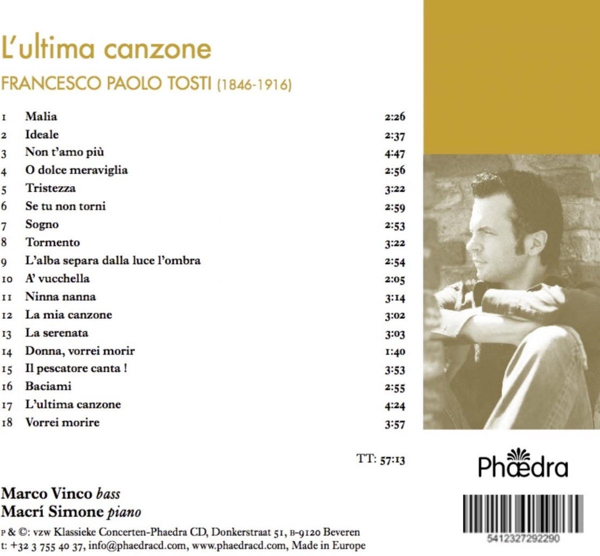 Marco Vinco & Macri Simone - Paolo Tosti: L'ultima Canzone (CD), Macri ...