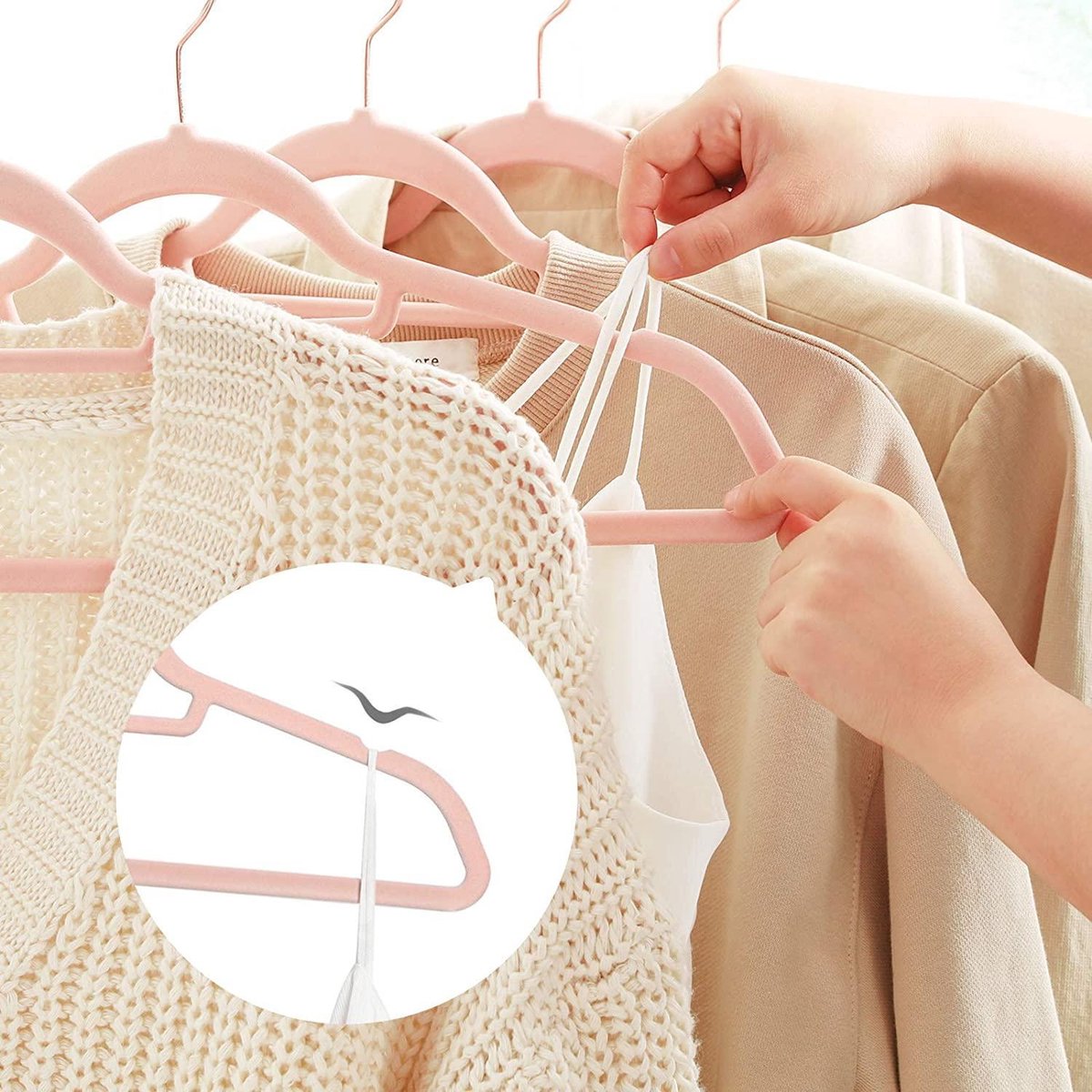 Set van 30 Anti-Slip Kledinghangers - 30 Dunne Roze Kleerhangers ...