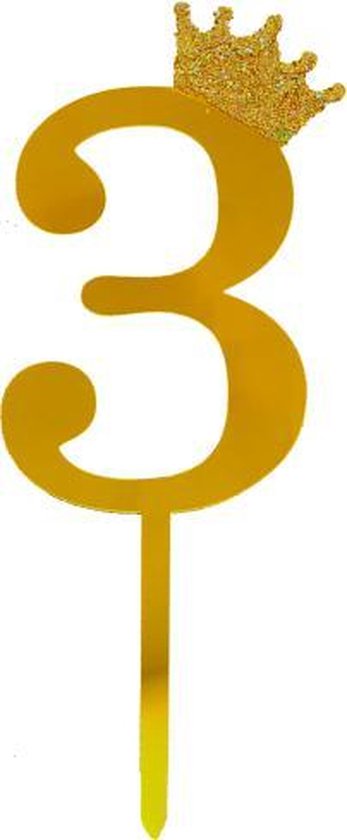 Cake - Taart Topper Cijfer 3 Goud Klein. Taartdecoratie. Tasty Me. | bol