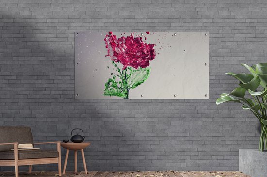 Décoration murale extérieure Roses - Water - Effet - 160x80 cm - Toile ...