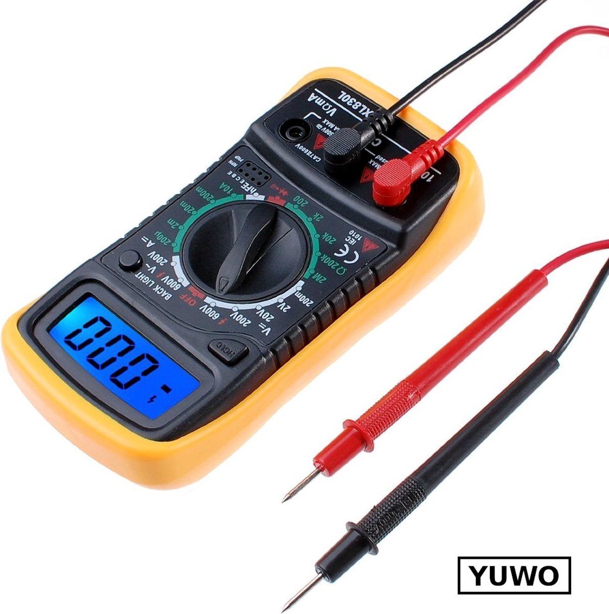 YUWO® Multimeter Digitaal Universeel – Spanningsmeter + meetsnoeren ...