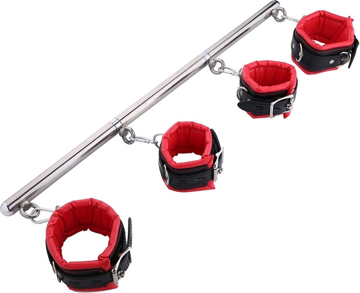 Bondage Set Sex Lederen Handboeien Spreader Bar Met Stalen Pijp