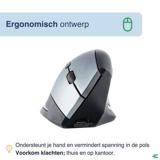 ErgoSupply SR350 Draadloze Ergonomische Muis - Computermuis met Auto ...