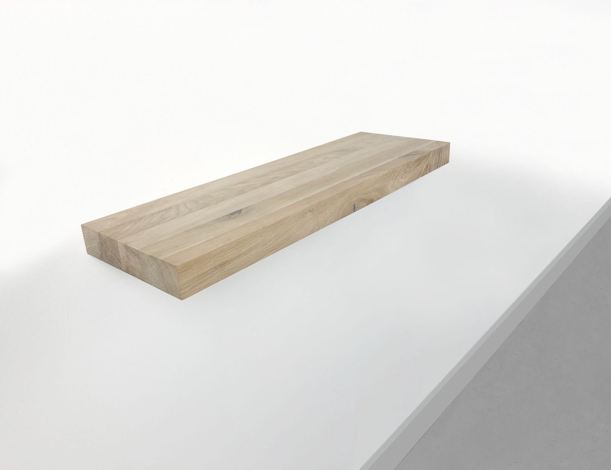 Zwevende wandplank 30 x 20 cm eiken recht - Wandplank - Wandplank hout ...