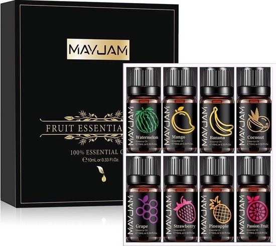 MAYAM Etherische Oliën l 8 Stuks l Fruit l Ontspanning/Beauty l 10 ML l ...