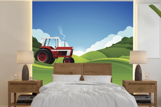 Behang - Fotobehang Trekker - Gras - Lucht - Breedte 280 cm x hoogte ...