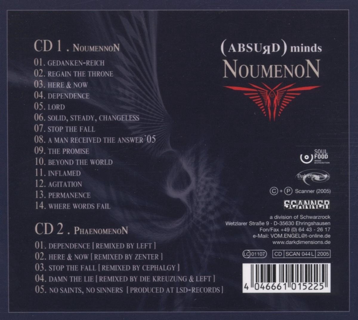 Absurd Minds - Noumenon (CD) (Limited Edition), Absurd Minds | CD ...