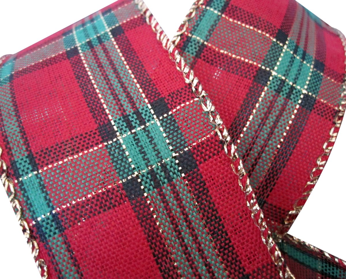 Kerst Lint met IJzerdraad | Geruit Lint Gingham | Weefband 38mm (3,8cm ...