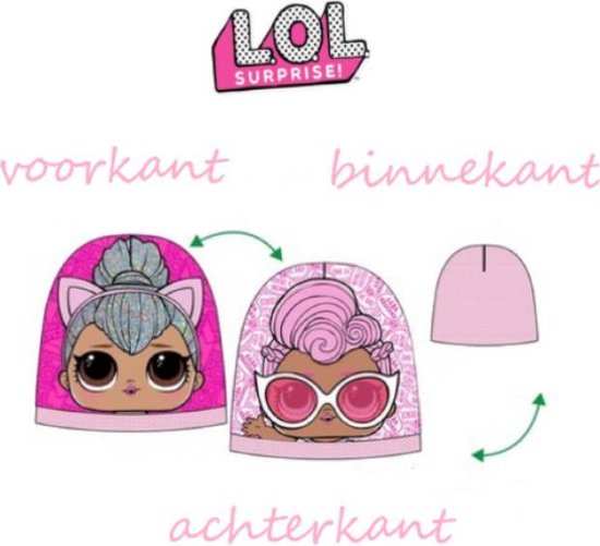 LOL Surprise Reversible Muts | Roze | Met 2 Gratis Glowsticks | Muts op ...