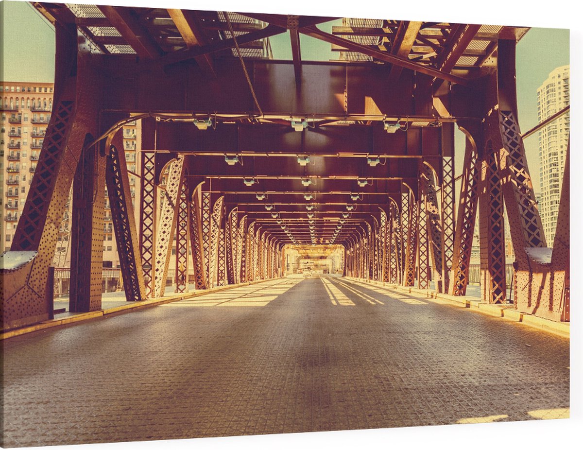 Typische brug over de Chicago River in Amerika - Foto op Canvas - 90 x ...