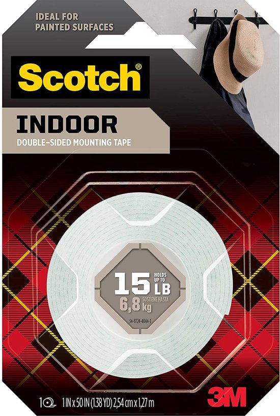 Scotch - Dubbelzijdige Montagetape - Wit - voor binnen - tot 6.8kg | bol