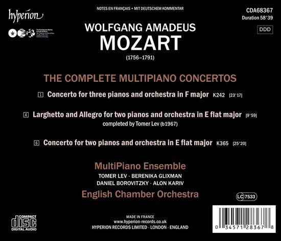 Tomer Lev Berenika Glixman Daniel B - Mozart Cplte Multipiano Concertos ...