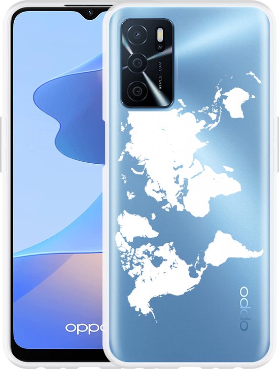 Cazy Hoesje geschikt voor Oppo A54s - World Map | bol