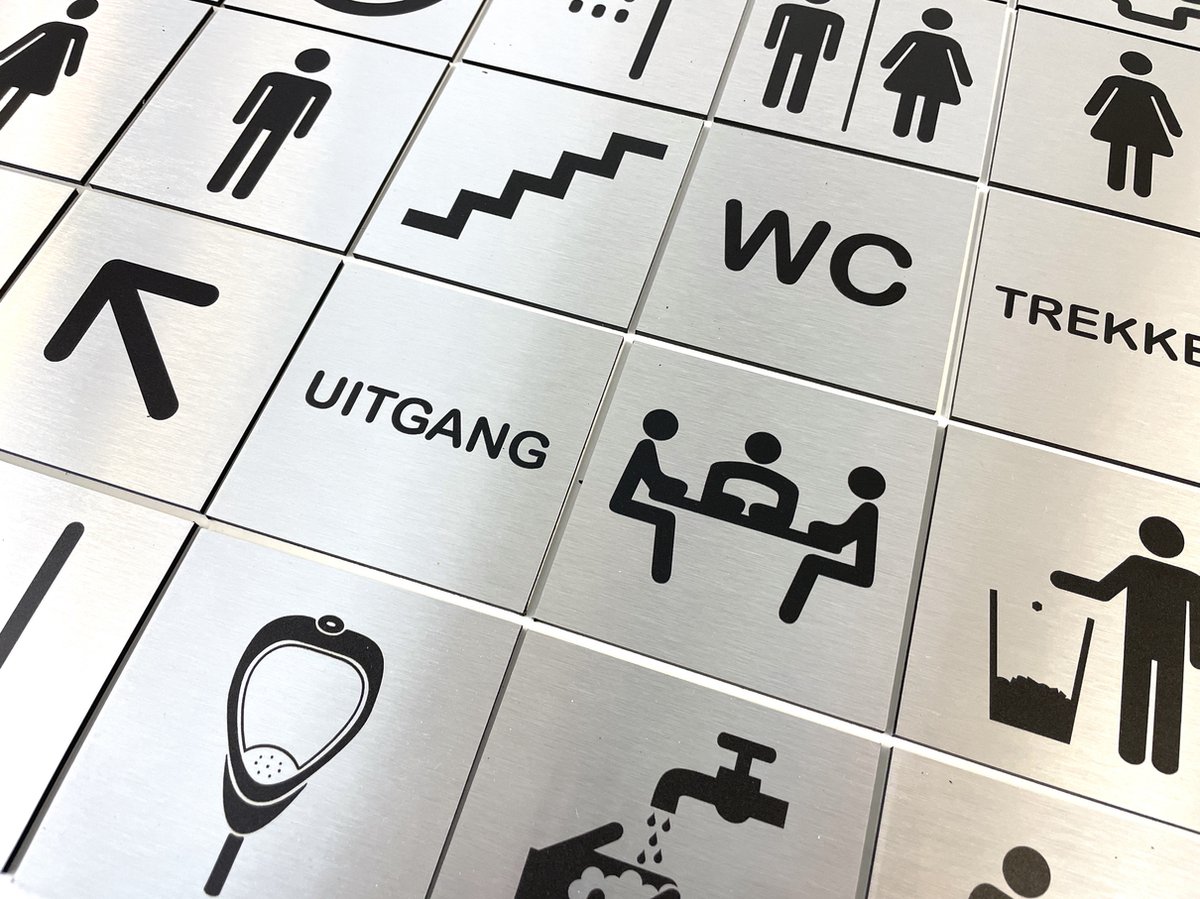 Pictogram Baby verschoonruimte - aluminum rvs look - deurbordje - 10 x ...