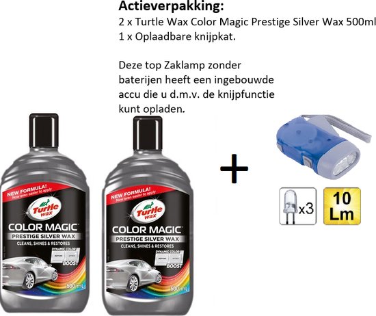 Turtle Wax - TW 52710 Color Magic Silver 500ml - 2 stuks - + Zaklamp ...