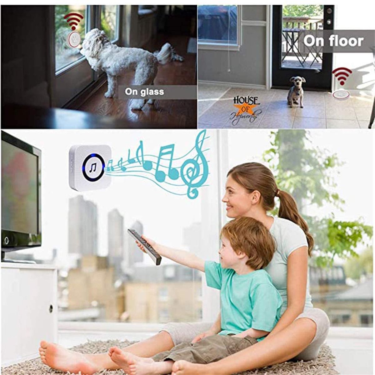 Draadloze deurbel voor honden en katten, deurbel met sensor voor ...