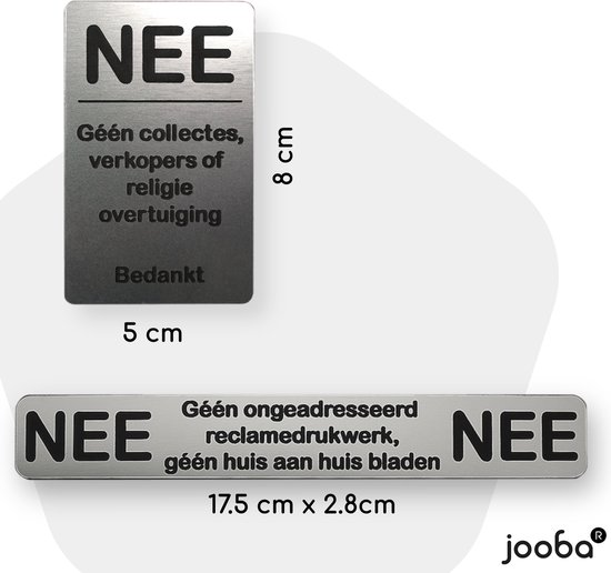 Nee nee sticker - Geen reclame sticker - Nee geen collectes verkopers ...