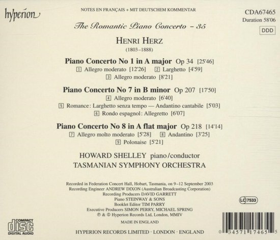 Tasmanian Symphony Orchestra, Howard Shelley - Herz: Romantic Piano Concerto Vol 35... | bol