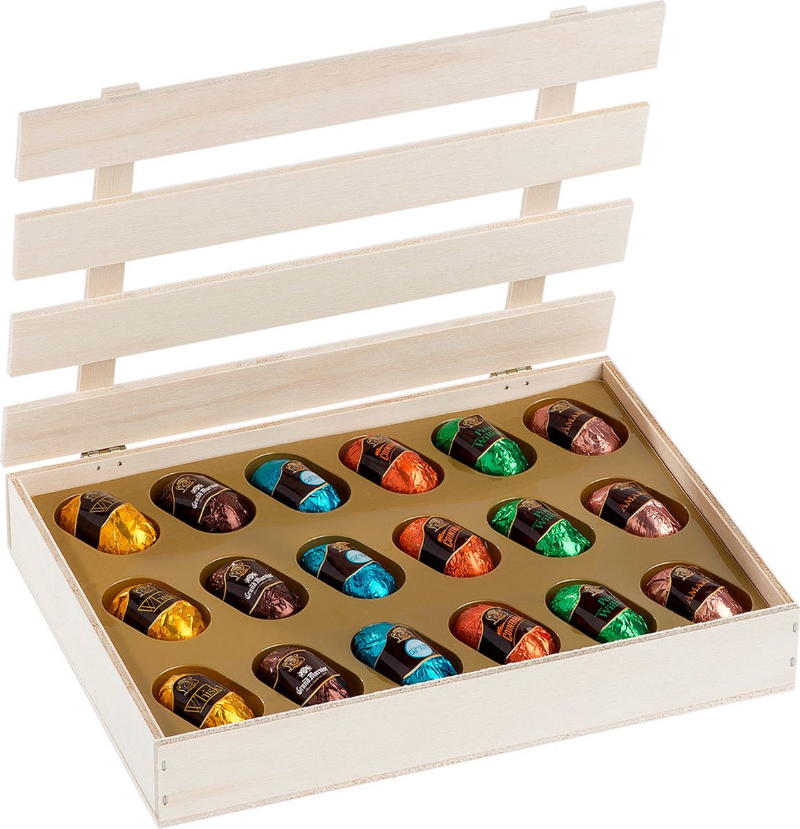 Chocoladecadeau | Leonidas Bonbons | Luxe Houten Kistje | 18 Likeur ...