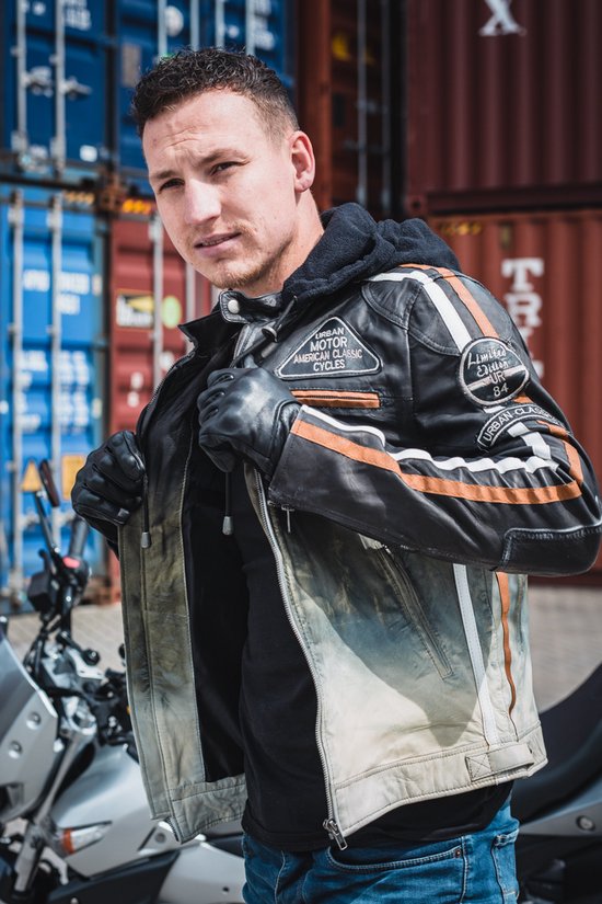 Urban 5884® - Fifty Eight - Heren Motorjas - Lamsleer – Afneembare ...
