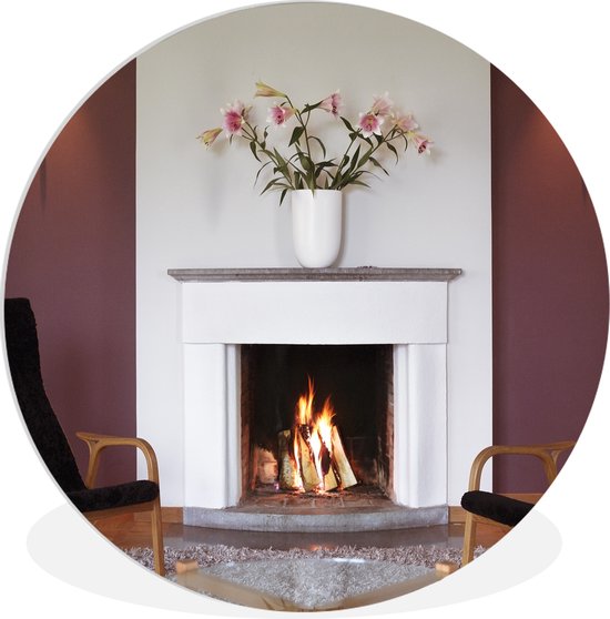 Wall Circle - Indoor Wall Circle - Une cheminée dans un salon - ⌀ 30 cm ...