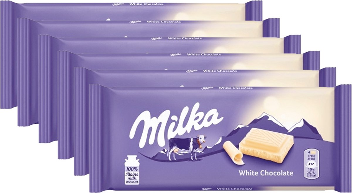 6 Repen Milka Chocoladereep Wit á 100 gram - Voordeelverpakking ...