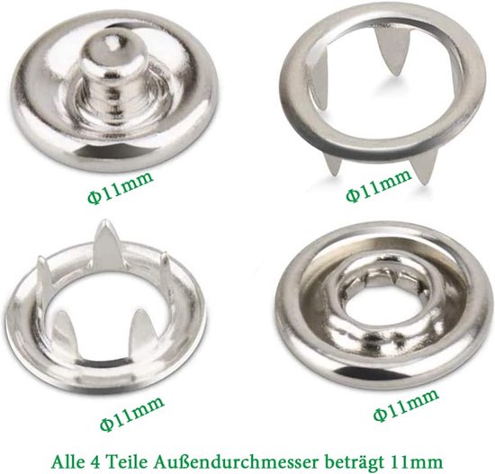 Drukknopen met tang, 50 stuks, diameter 11 mm, jersey drukknopen ...