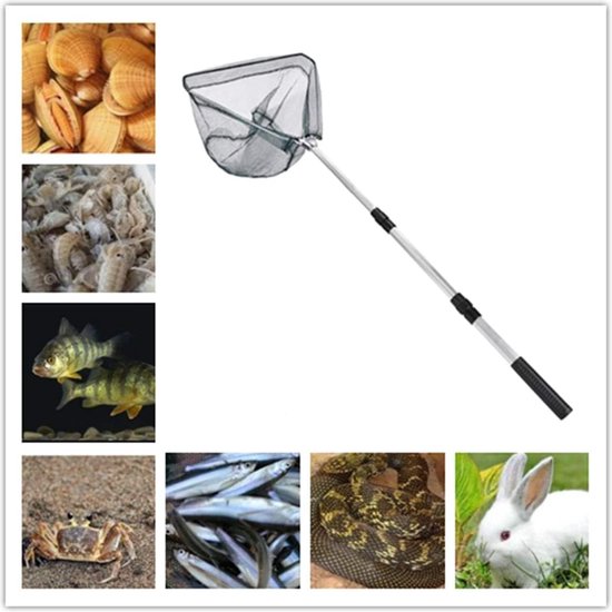 Schepnet om te vissen, opvouwbaar visnet, telescopische stanggreep ...