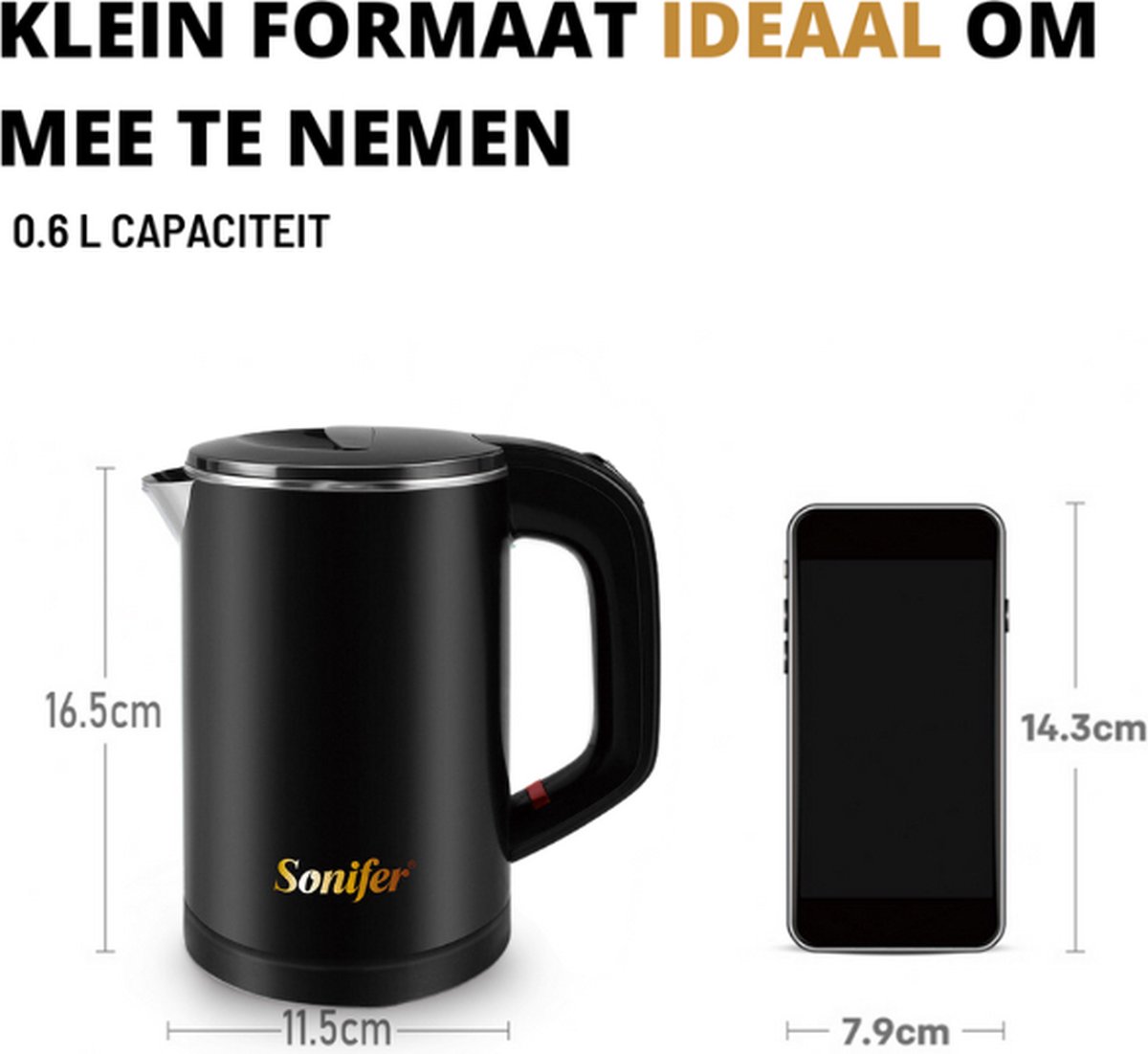 Sonifer Camping Waterkoker - Mini Waterkoker 600ml - Reis Waterkoker ...
