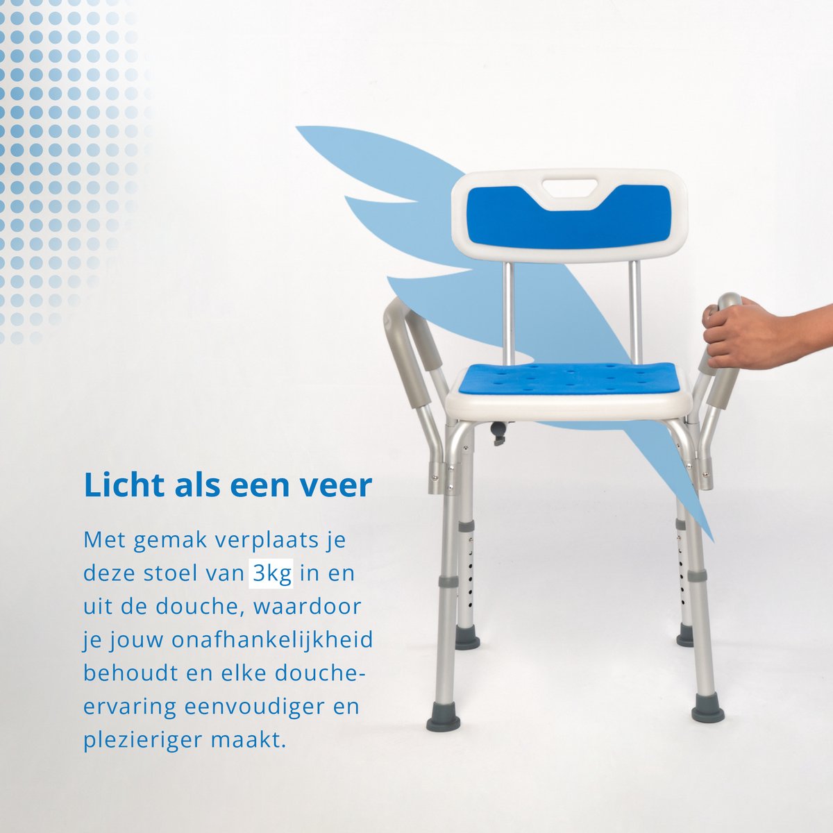 Muntel® Douchestoel - Afneembare Arm & Rug Leuning - Hoogte Verstelbaar ...