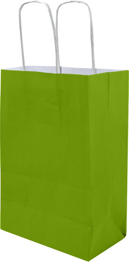Papieren tas gedraaid handvat - Groen - 19x8x22cm - 250 st/ds. | bol