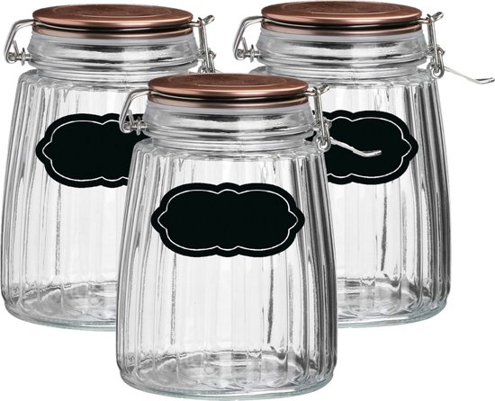 Weckpot/inmaakpot - 4x - 1.5L - glas - met beugelsluiting - incl. etiketten | bol.com