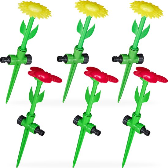 tuinsproeier bloem - set van 6 - watersproeier kinderen - met grondpen ...