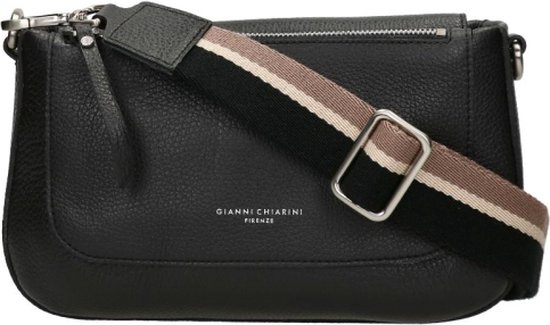 Gianni Chiarini Kleine Crossbodytas / Schoudertas Dames - Leer - Ally - Gestreept - Zwart | bol