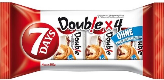 7DAYS Croissants - 40 stuks - Double Cacao Vanille (4 pack (4 x 60G) x 10) | bol