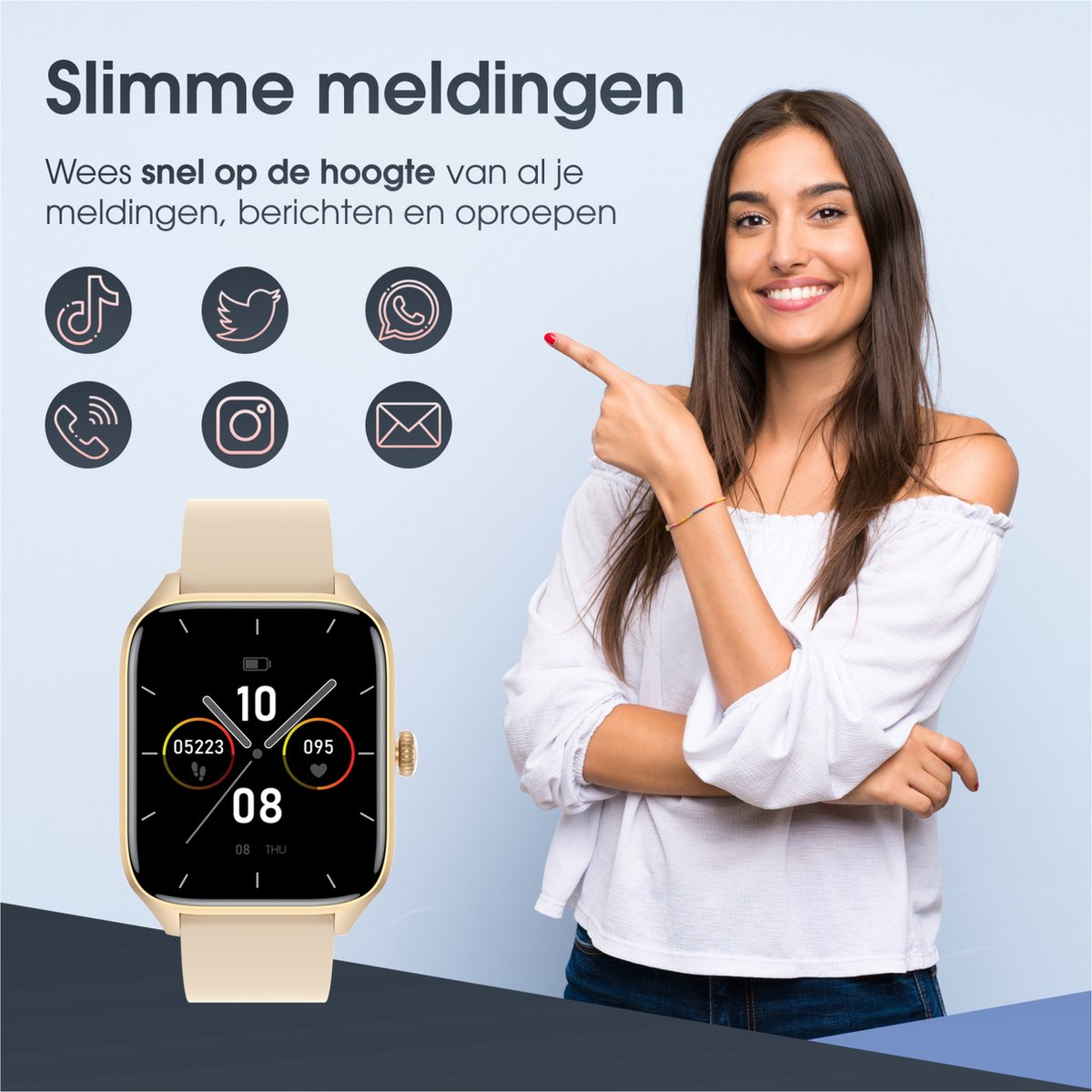 SAMMIT Luxe Smartwatch Dames Rosé Goud - Stappenteller - IOS en Android ...