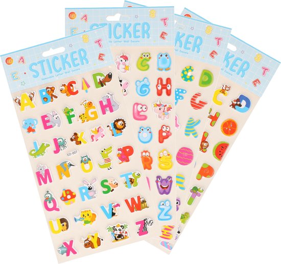 Stickervelletjes - 4x - 34 sticker letters A-Z - gekleurd - alfabet | bol